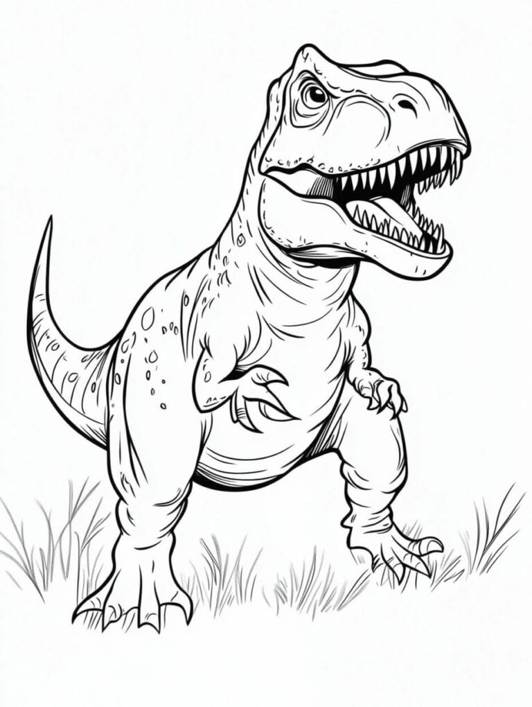 20+ litasíður með T-Rex risaeðlum - Coloringpagesforkids.net