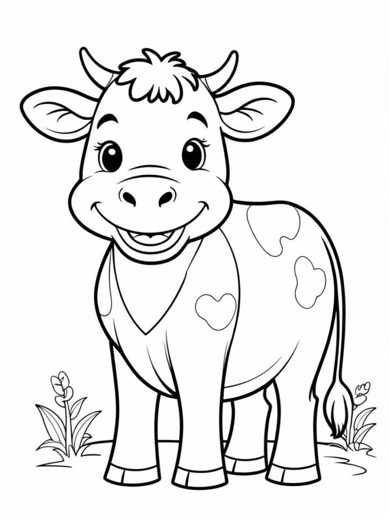 Fun cow coloring pages for kids - Coloringpagesforkids.net