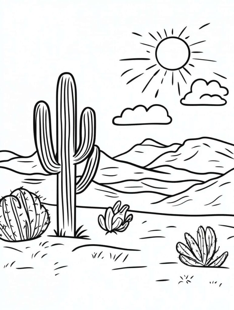 Mais de 20 páginas para colorir do deserto para crianças 🏜️🎨 ...