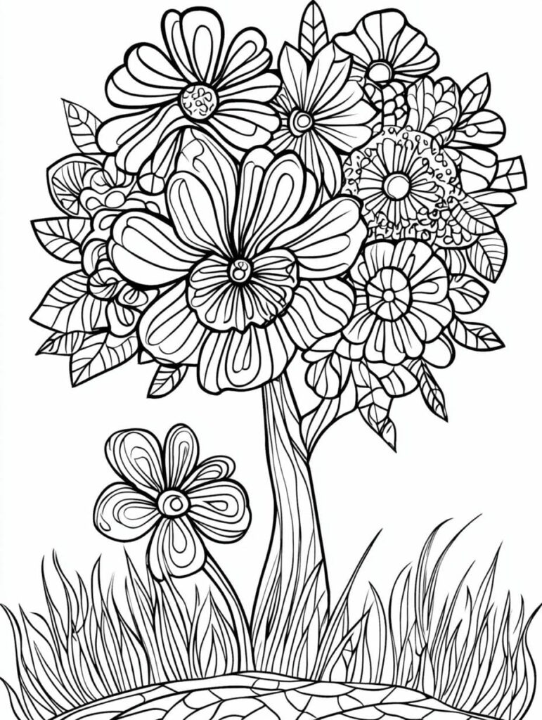 Top 20+ beautiful flower coloring pages 🌸🖌️ - Coloringpagesforkids.net