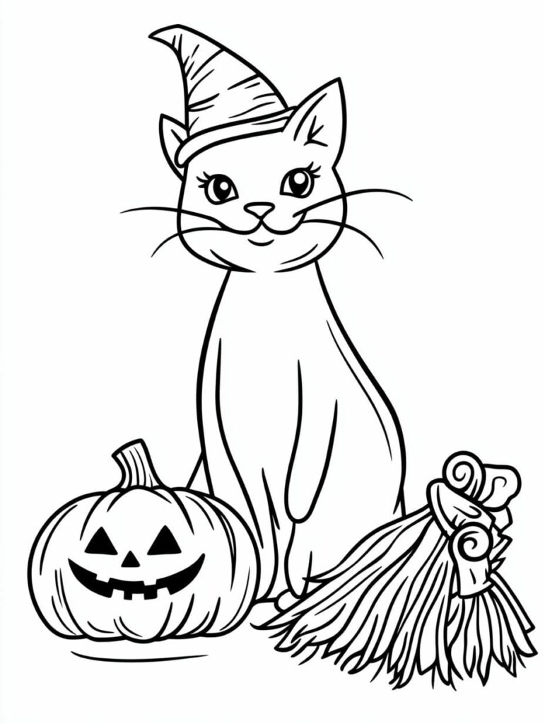 Immerse yourself in 30+ fascinating halloween cat coloring pages ...