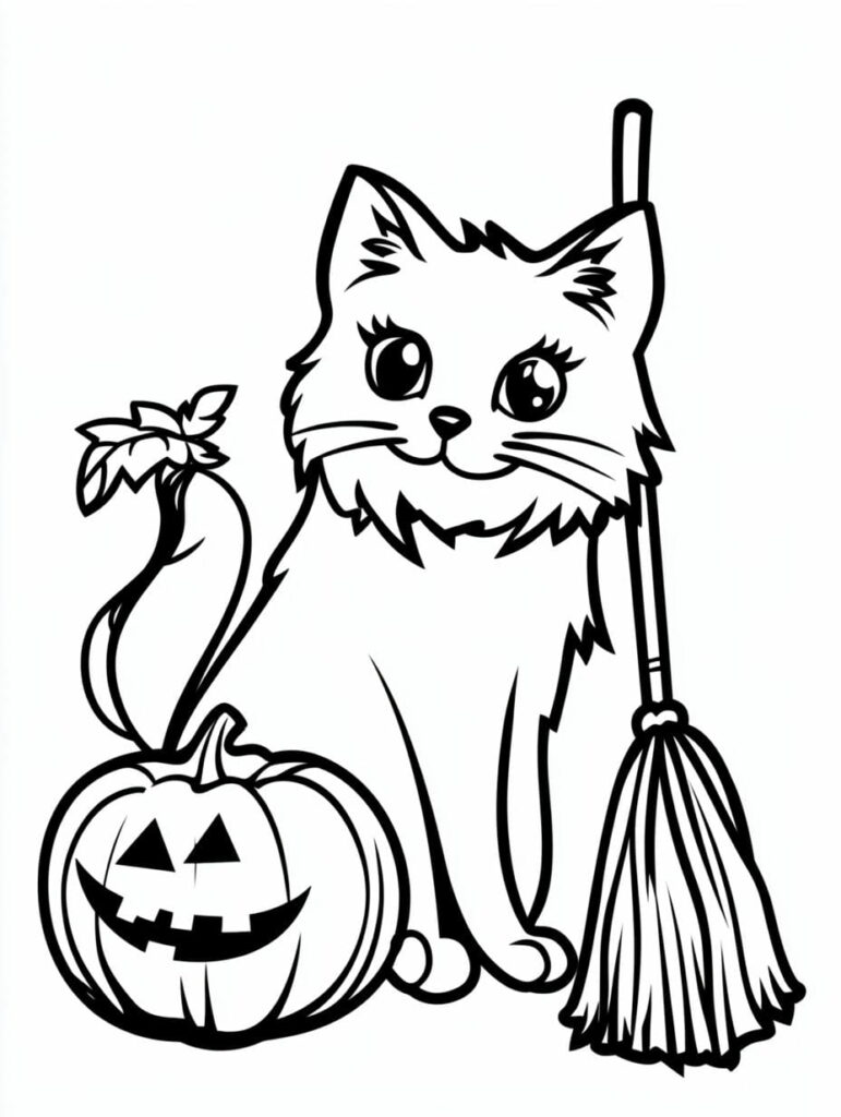Immerse yourself in 30+ fascinating halloween cat coloring pages ...