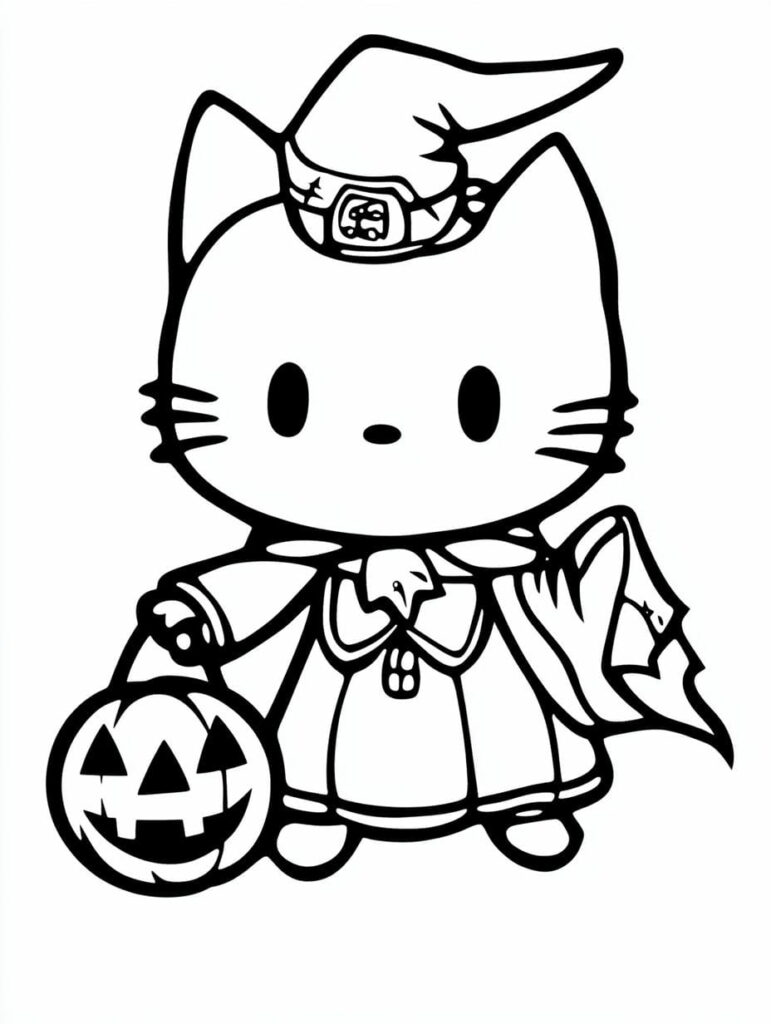 Top 30+ cute hello kitty halloween coloring pages ...