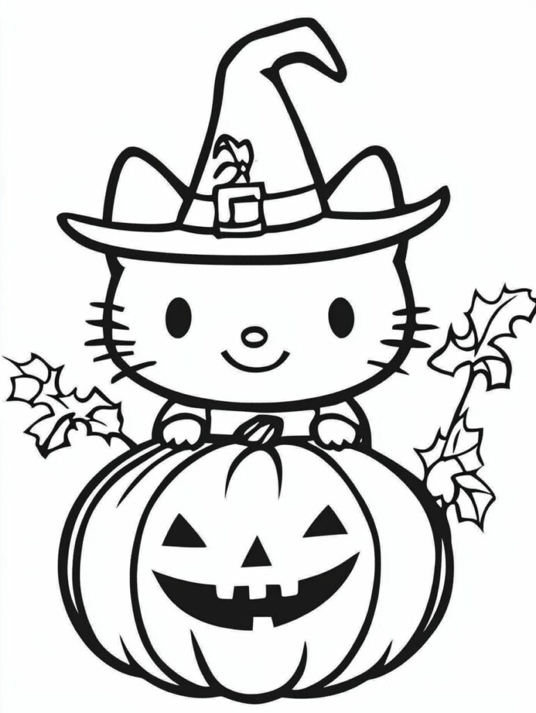 Top 30+ cute hello kitty halloween coloring pages ...