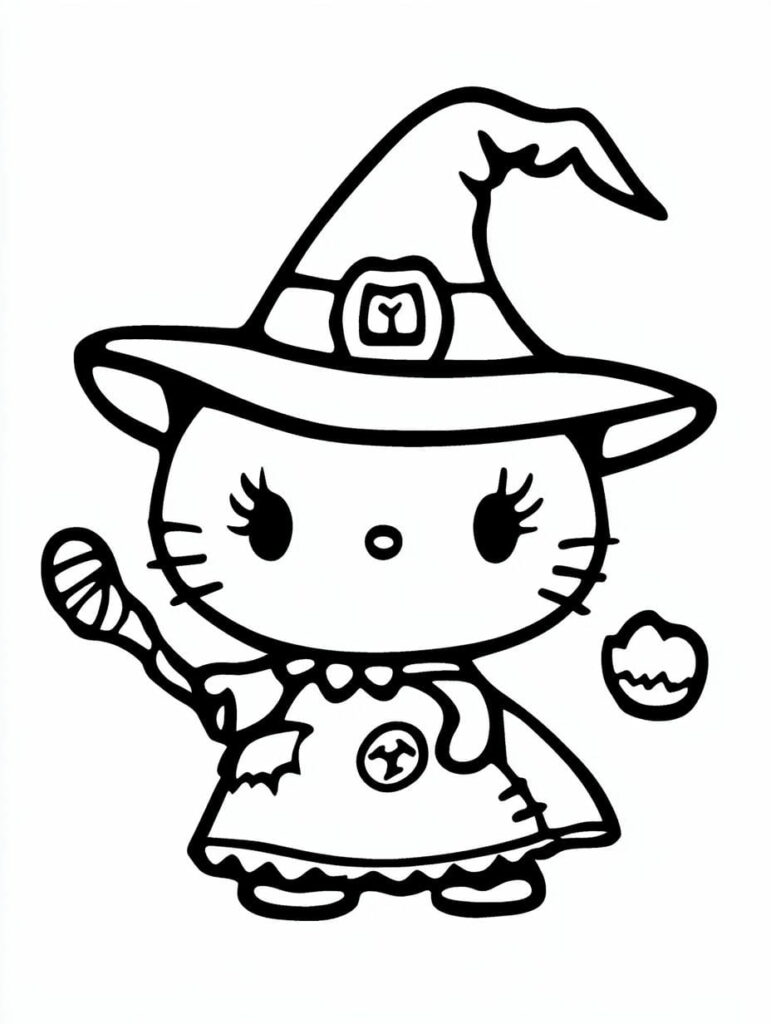 Top 30+ cute hello kitty halloween coloring pages ...