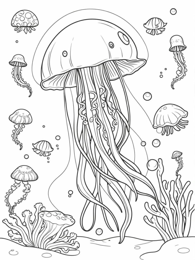 Unveil the magic of jellyfish coloring pages - Coloringpagesforkids.net