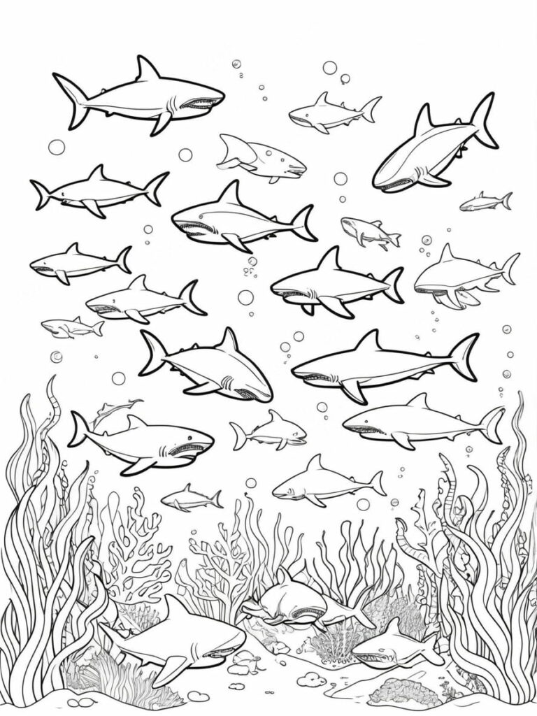 The collection of 40+ shark coloring pages for kids 🦈🌊 ...