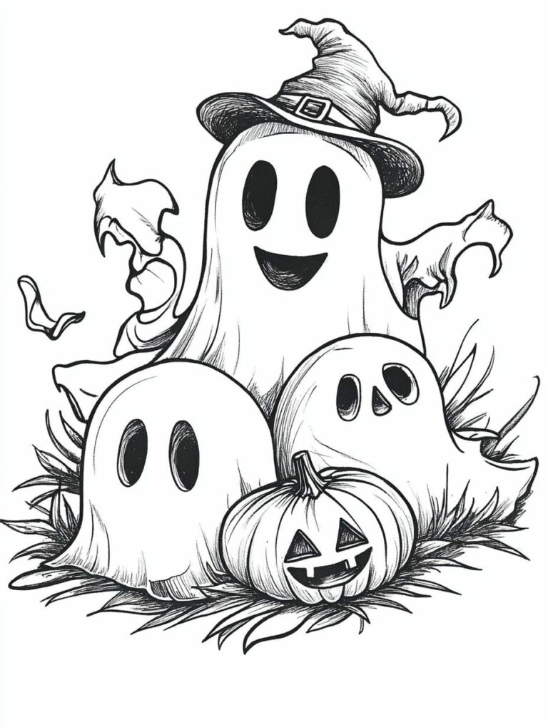 Best ghost coloring pages for halloween to print and enjoy ...