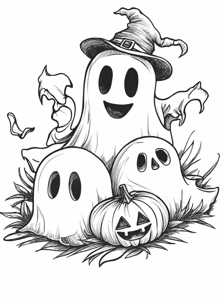 Best ghost coloring pages for halloween to print and enjoy ...