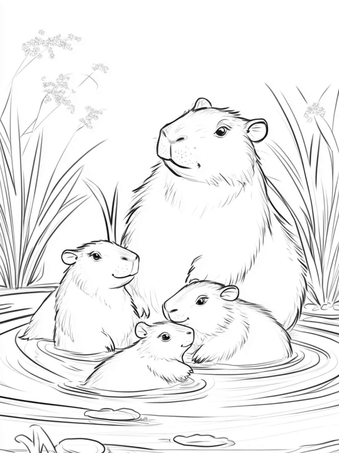 Capybara Coloring Pages: Chill with the World's Friendliest Rodent 🎨🦫 ...