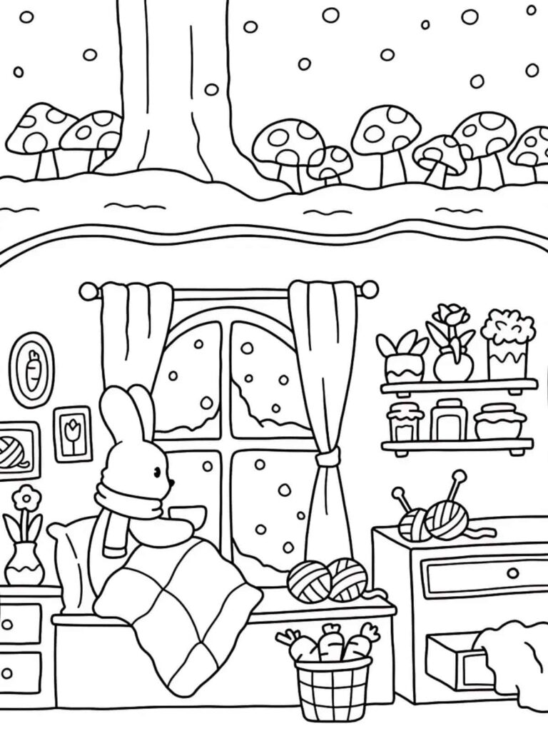 Free Printale Comfy and Cozy Coloring Pages 🌈🧸 - Coloringpagesforkids.net