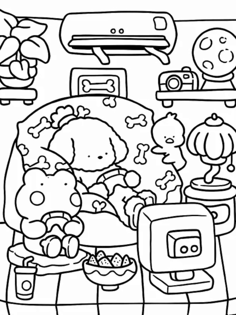 Free Printale Comfy and Cozy Coloring Pages 🌈🧸 - Coloringpagesforkids.net