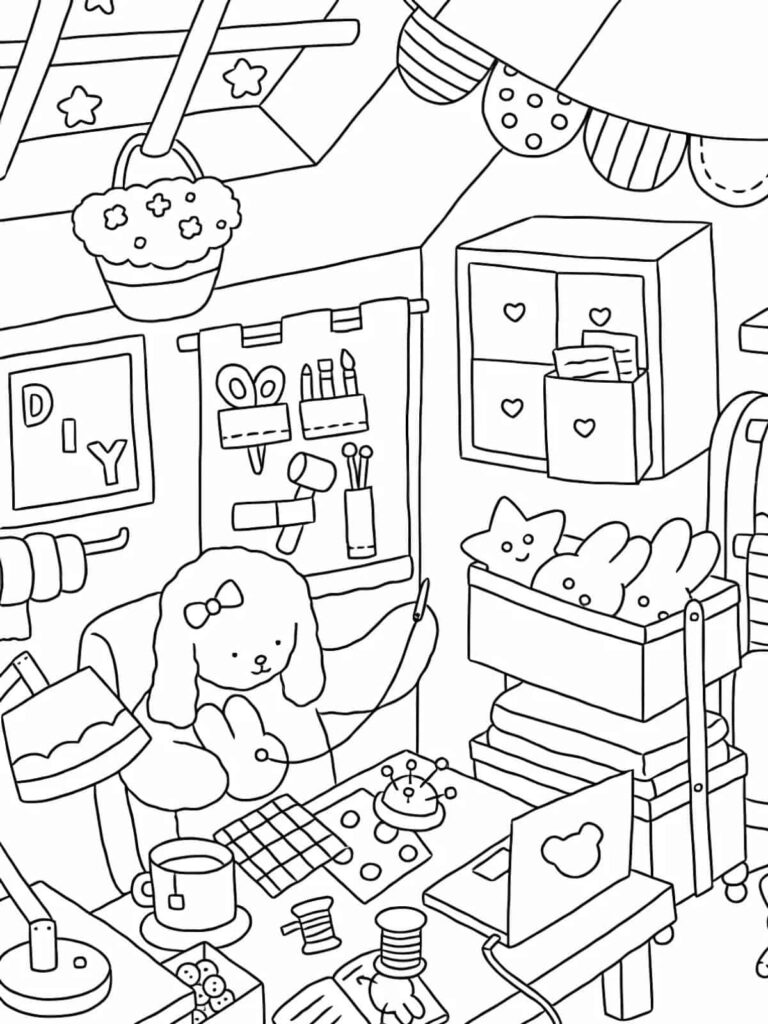 Free Printale Comfy and Cozy Coloring Pages 🌈🧸 - Coloringpagesforkids.net