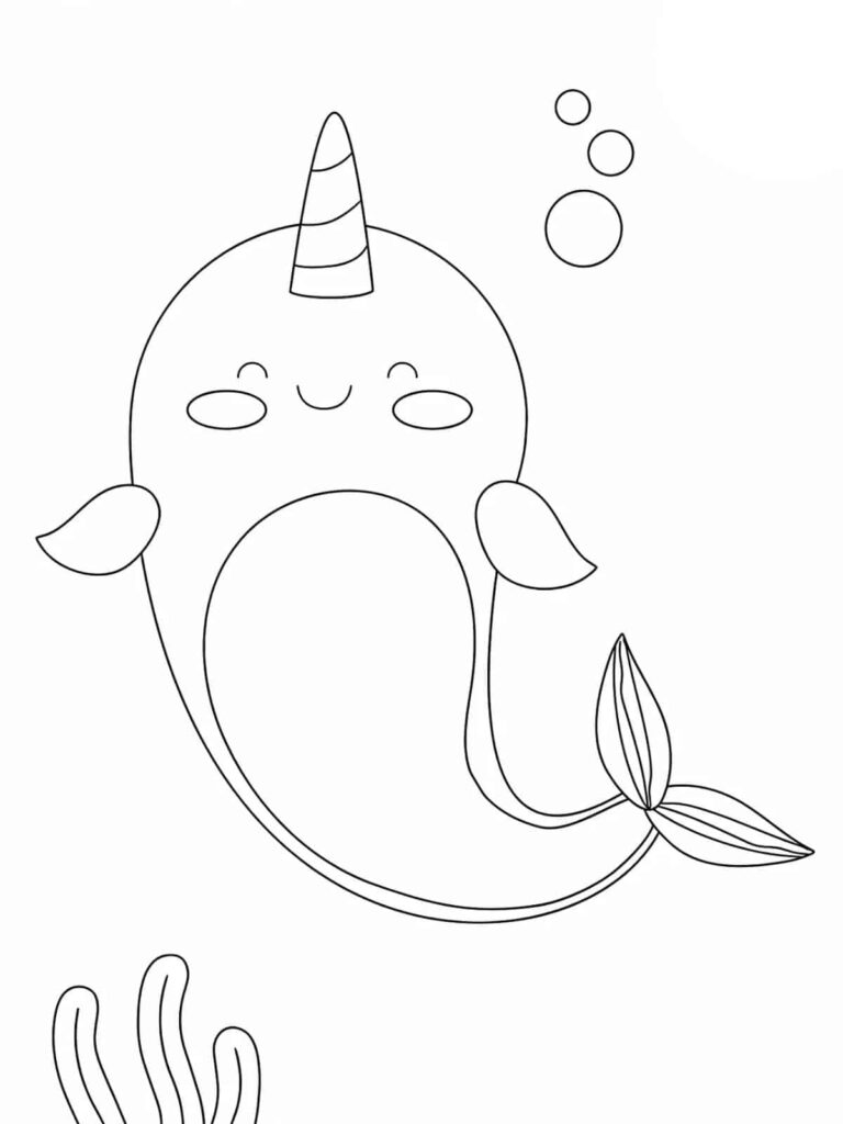 Best 30+ Cute Narwhal Coloring Pages For Kids 🐳🦄 - Coloringpagesforkids.net