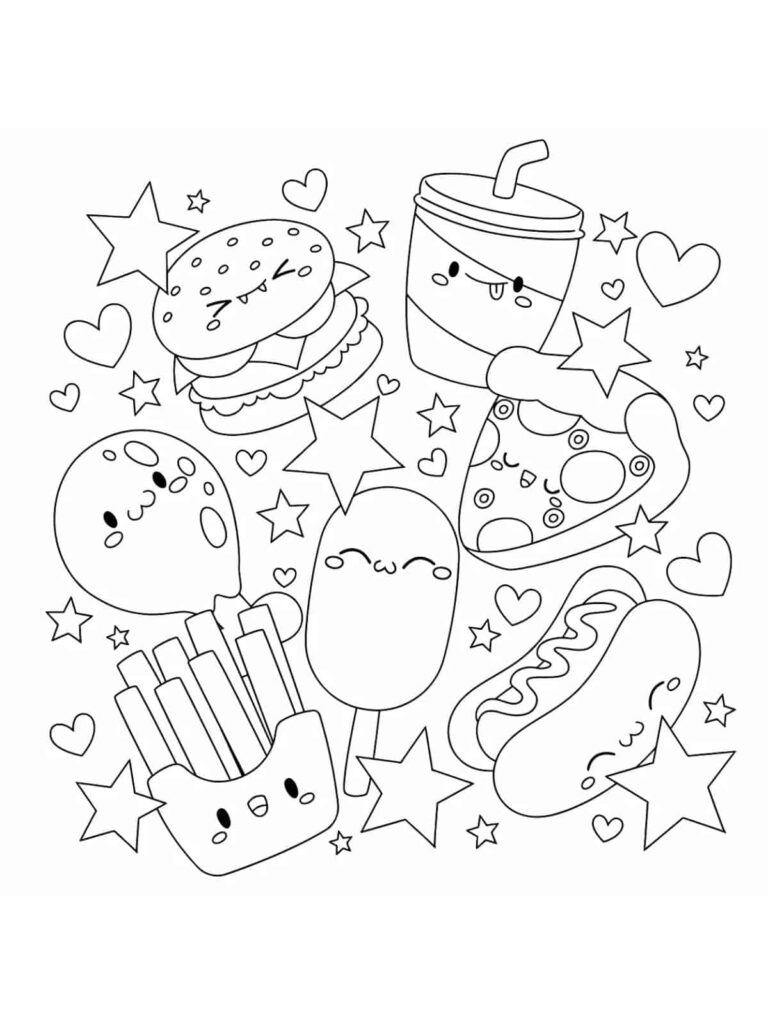 Jelajahi Dunia Makanan Dengan 40 Halaman Mewarnai yang Dapat Dicetak ...