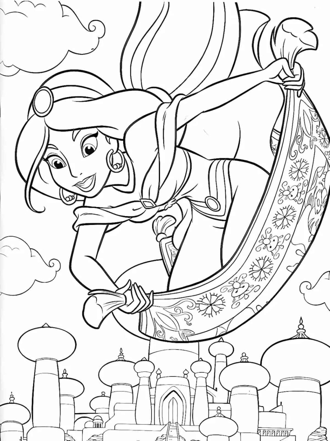 Más de 30 páginas para colorear de la princesa Jasmine para imprimir ...