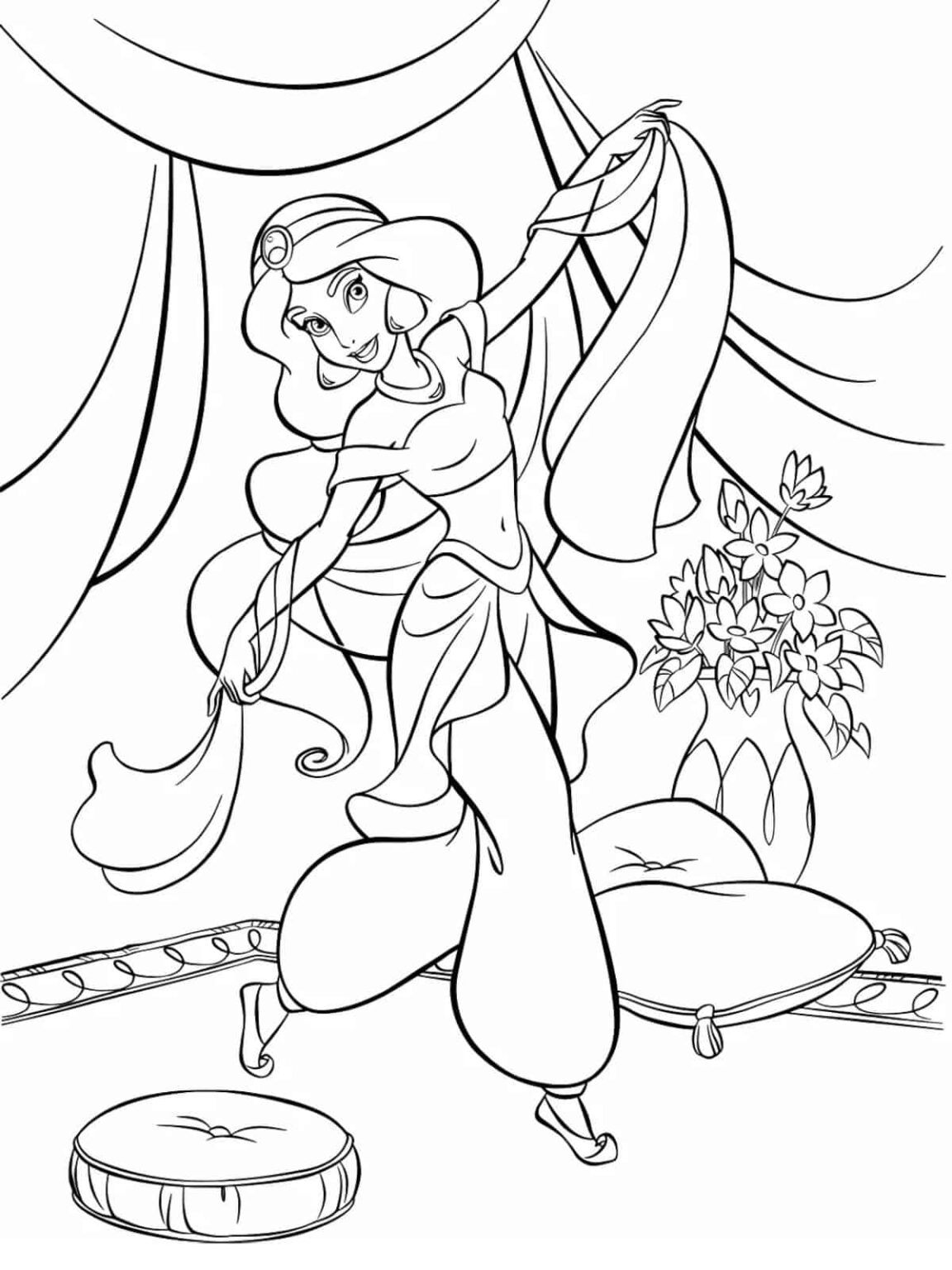 Mais de 30 páginas para colorir da princesa Jasmine para imprimir ...