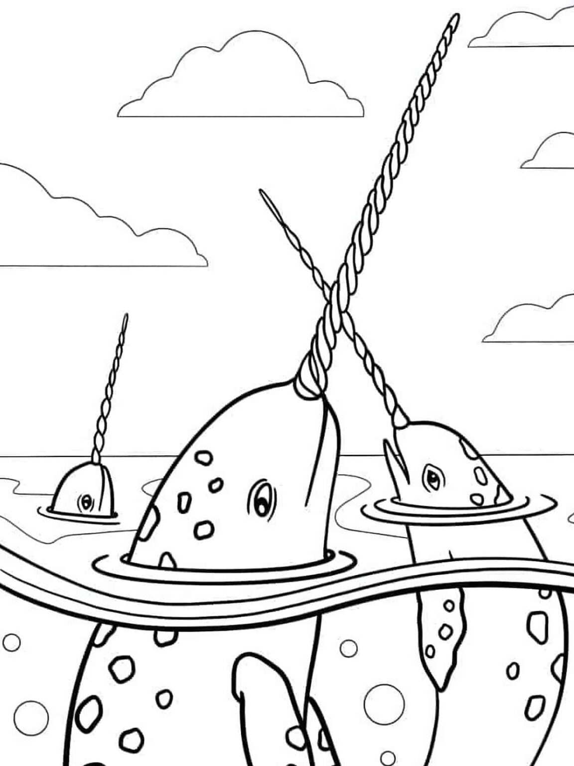 Best 30+ Cute Narwhal Coloring Pages For Kids 🐳🦄 - Coloringpagesforkids.net