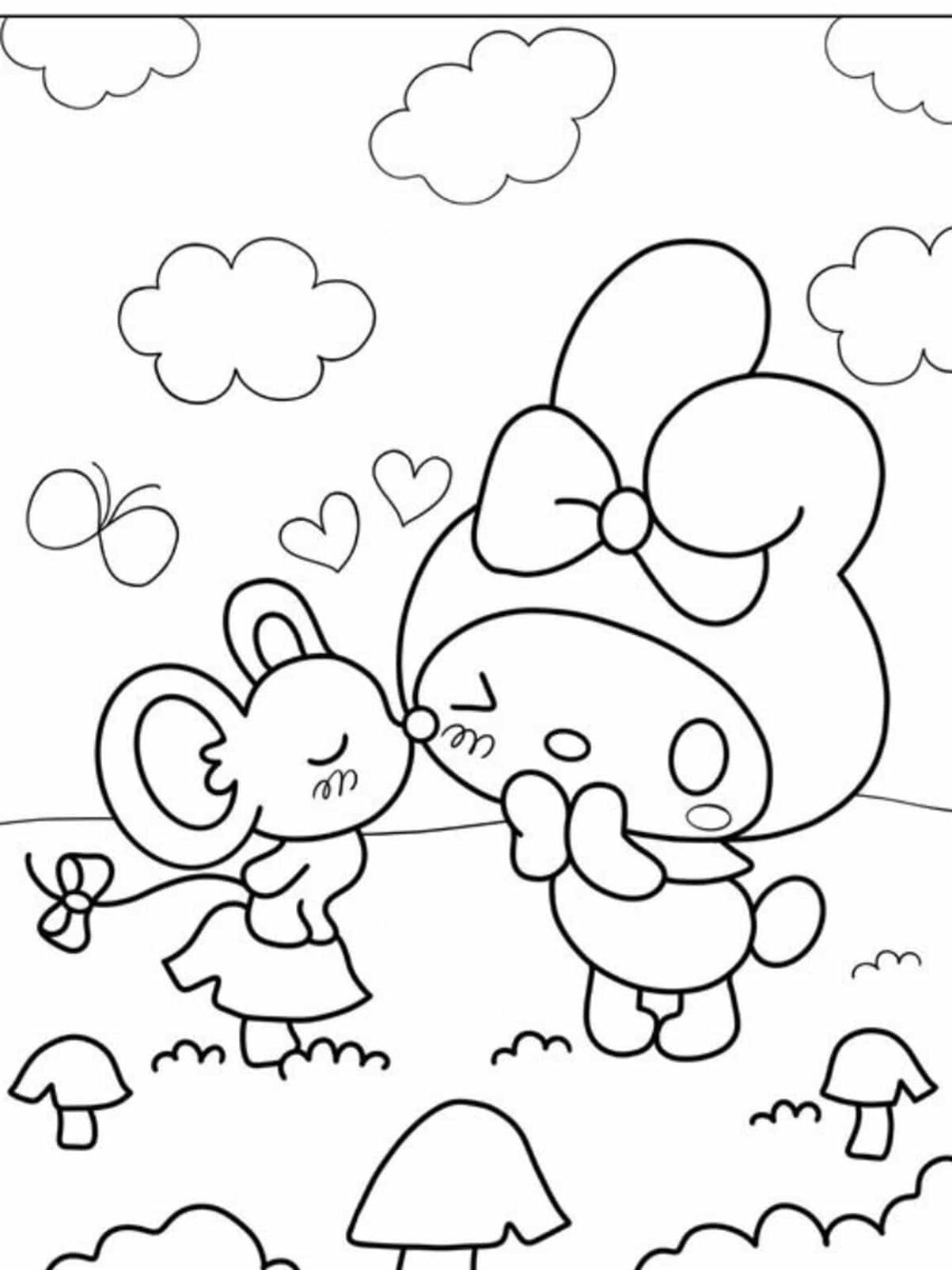My Melody Coloring Pages: Cute Fun Awaits 🎨🐰 - Coloringpagesforkids.net