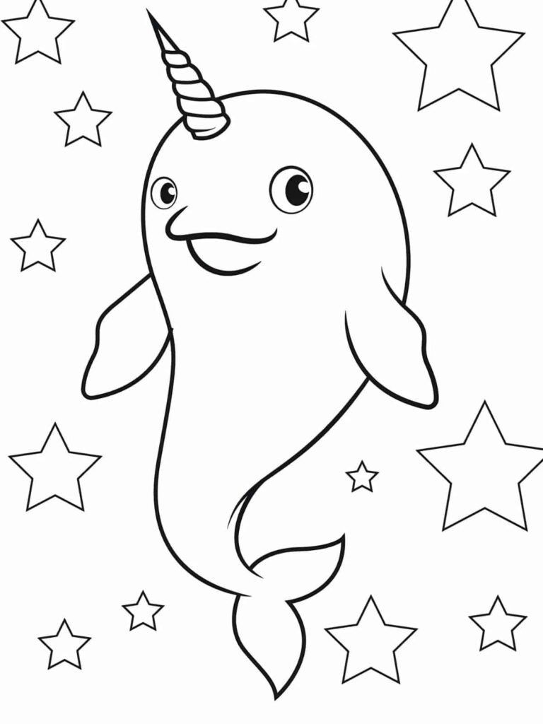 Best 30+ Cute Narwhal Coloring Pages For Kids 🐳🦄 - Coloringpagesforkids.net
