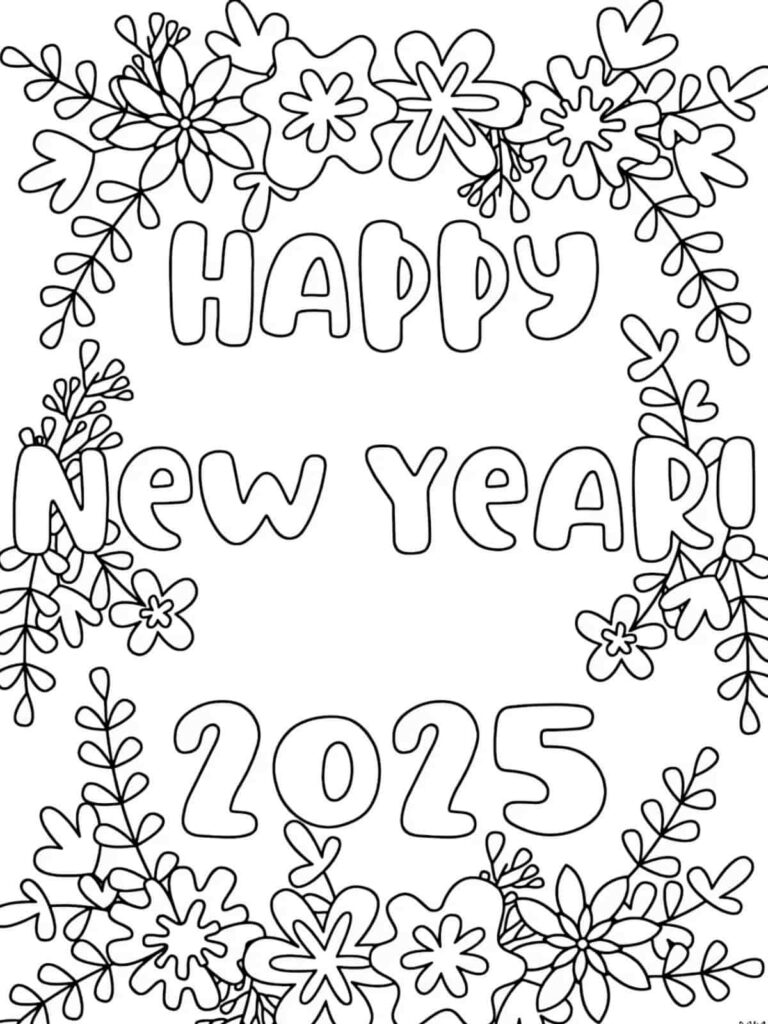 Welcome 2025 with Vibrant New Year Coloring Pages 🎇 ️ ...