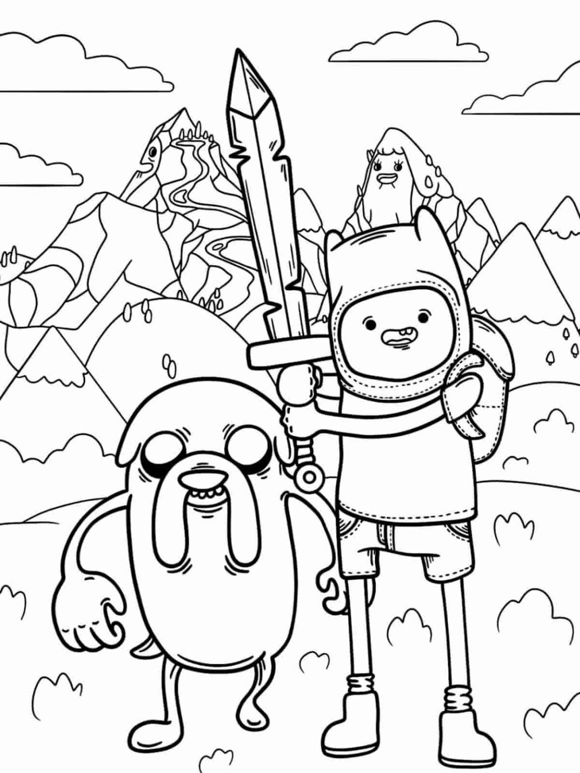 Free PDF Adventure Time Coloring Pages 🎨🗺️ - Coloringpagesforkids.net