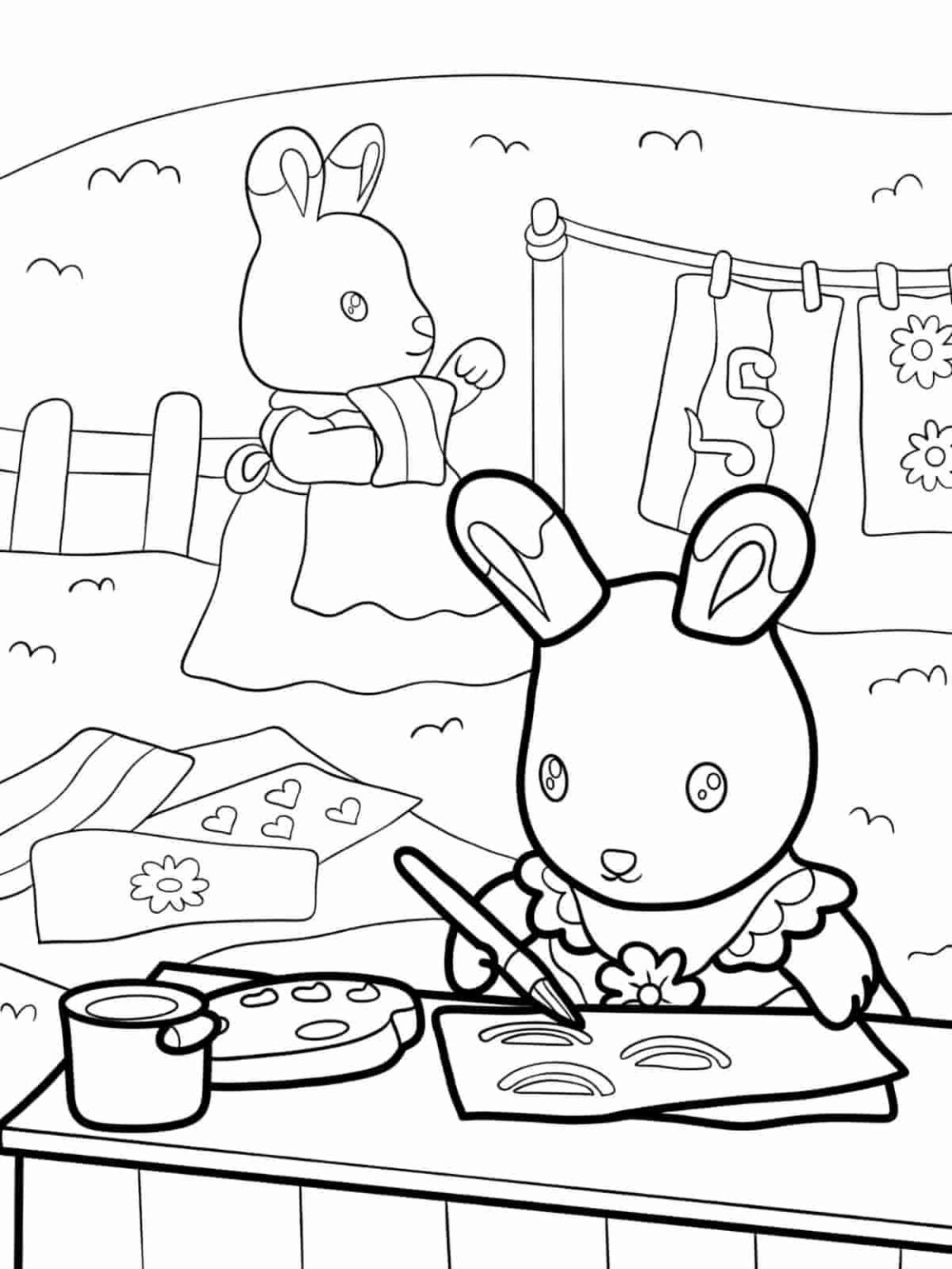 Cute Free PDF Calico Critters Coloring Pages 🎨🐾 - Coloringpagesforkids.net