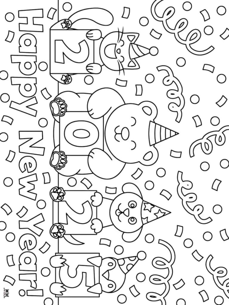 Welcome 2025 with Vibrant New Year Coloring Pages 🎇 ️ ...