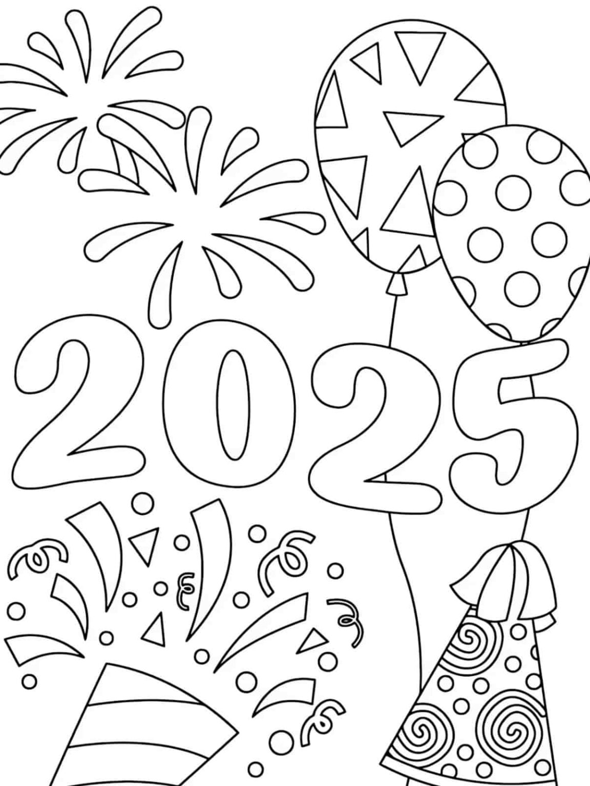 Welcome 2025 with Vibrant New Year Coloring Pages 🎇 ️ ...