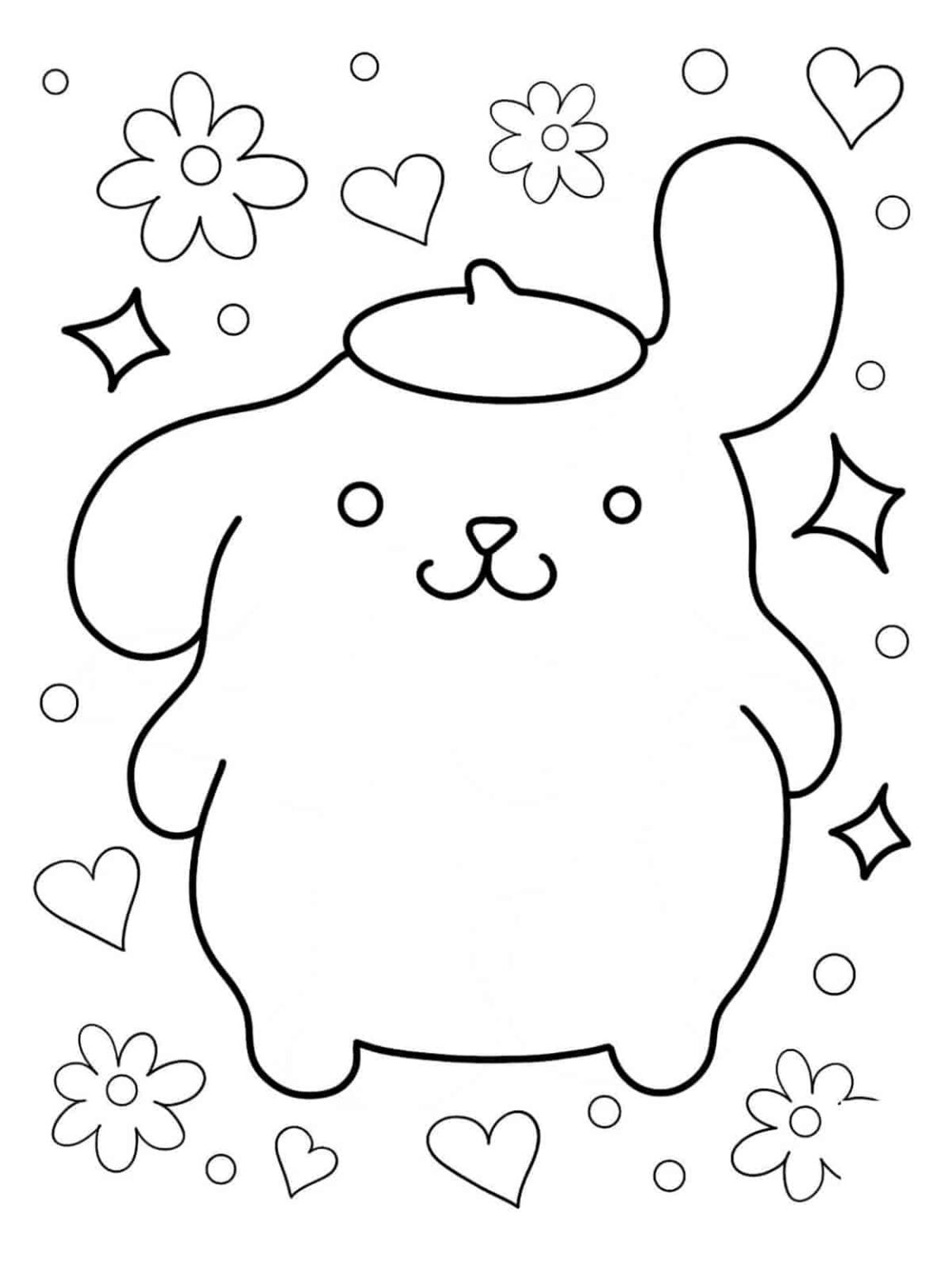 Más de 25 páginas para colorear de Pompompurin gratis para niños 🎨🧡 ...