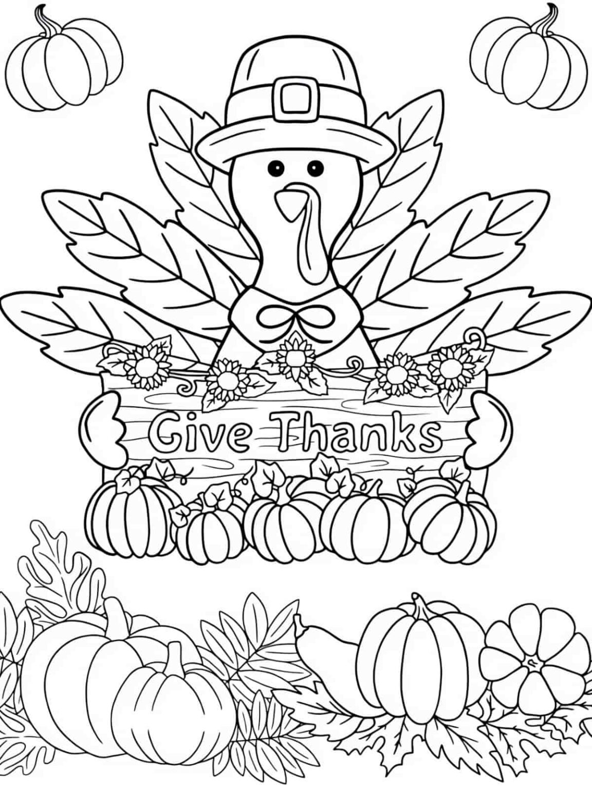 Top 60+ Thanksgiving Coloring Pages For Kids 🦃🎨 - Coloringpagesforkids.net